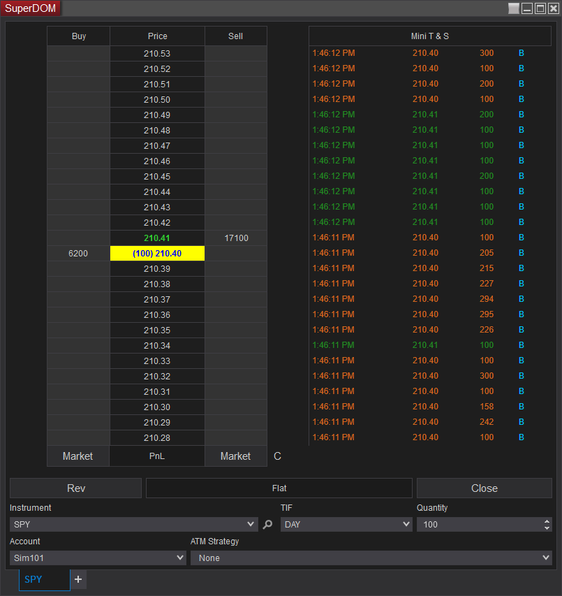 Mini Time & Sales Superdom Column | NinjaTrader Ecosystem